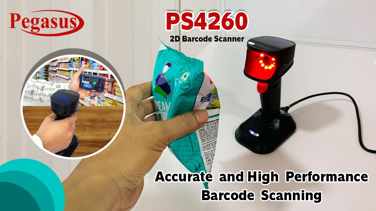 Pegasus PS4260 Wired Hands-Free 2D Barcode Scanner - YouTube
