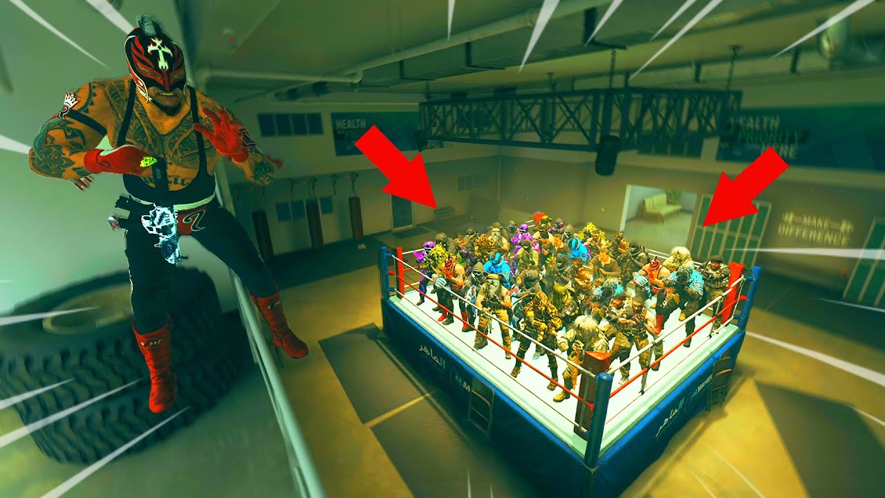 ALL 24 OF THEM TRIED HIDING IN THE BOXING RING ON WARZONE!! - YouTube