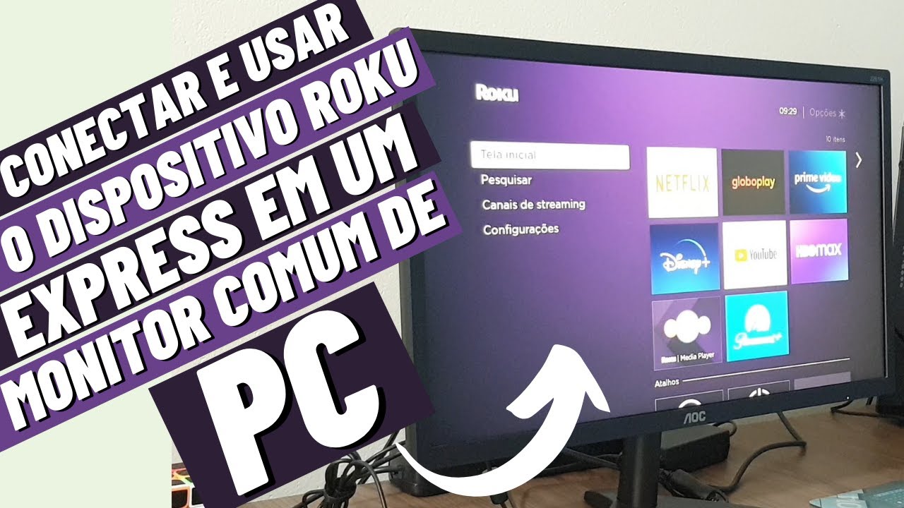 COMO CONECTAR E USAR O DISPOSITIVO ROKU EXPRESS EM UM MONITOR COMUM DE ...