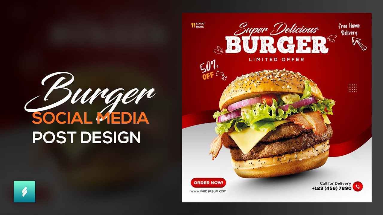 How to Make a Fast Food Social Media Post Design in Photoshop CC 2022 ...