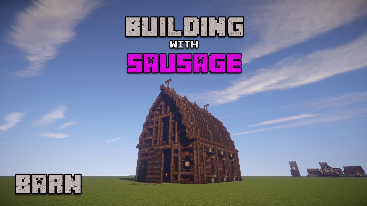 Minecraft - Building with Sausage - Barn!!! - YouTube