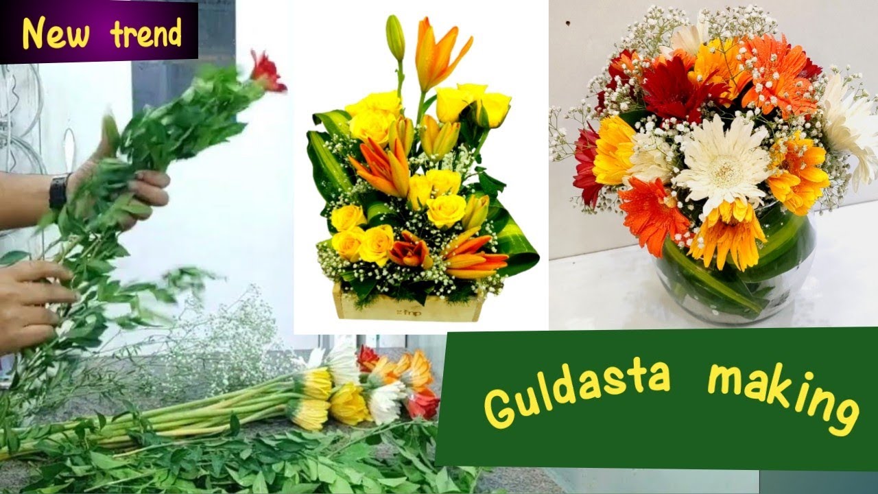 how to make flowers bouquet in a vase | buke banane ka tarika | flower ...