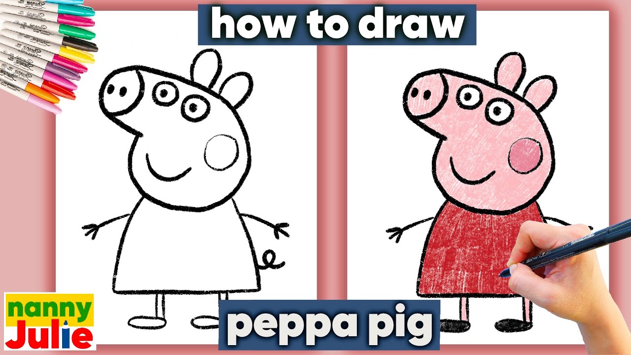 How to draw PEPPA pig | Draw animals | Nanny Julie - YouTube