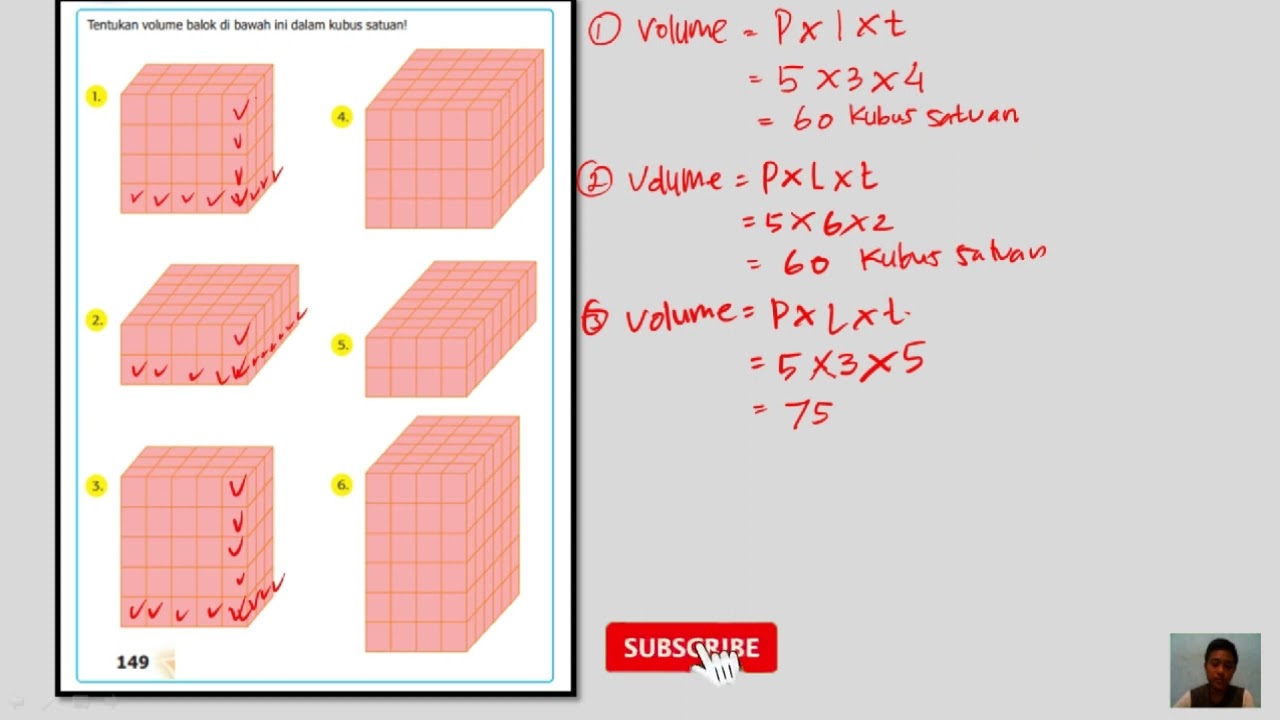 Tentukan volume balok di bawah ini dalam kubus satuan, matematika kelas ...