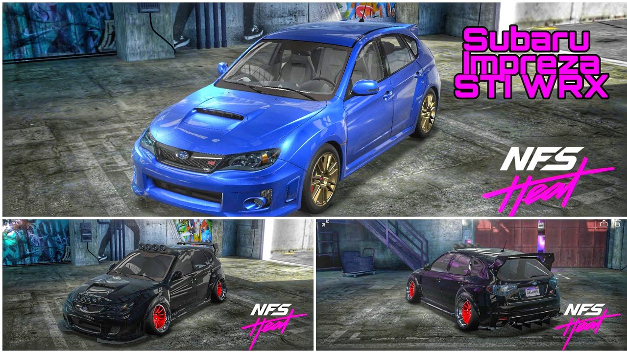 NFS HEAT Subaru Impreza STI WRX Modified Black Carbon - YouTube