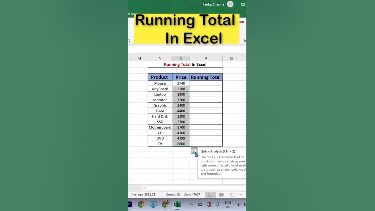 Running Total In Excel #excel #advanceexcel #shorts #viralvideo #viralshorts #exceltips # ...