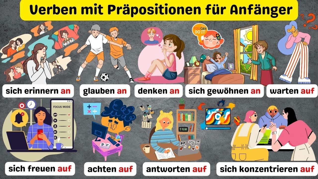 Wichtige Verben mit Präpositionen A2 & B1|Everyday German Verbs with ...