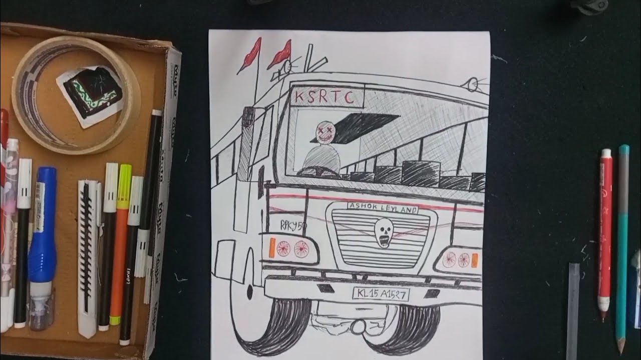 KSRTC bus 🚌 drawing 😀#ytshorts #art #pancil #drawing #trending # ...