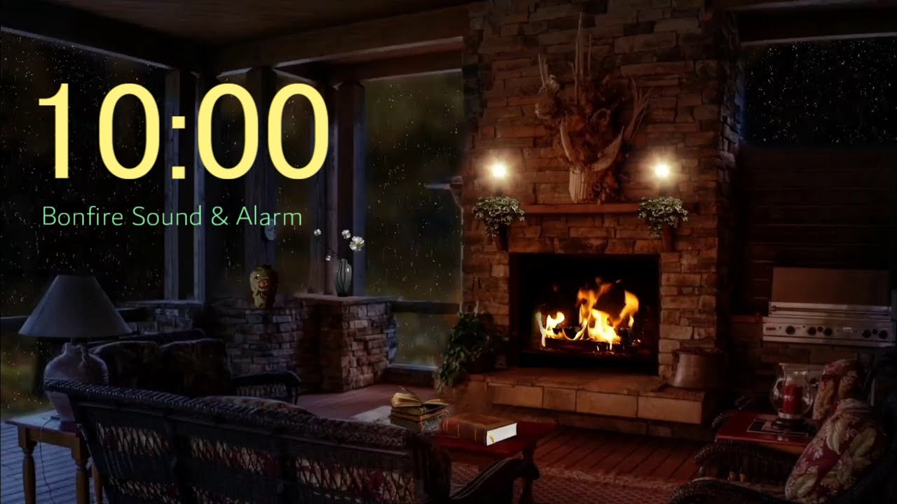 [Relaxing fireplace sound with alarm]10 Minute Countdown Timer for work ...