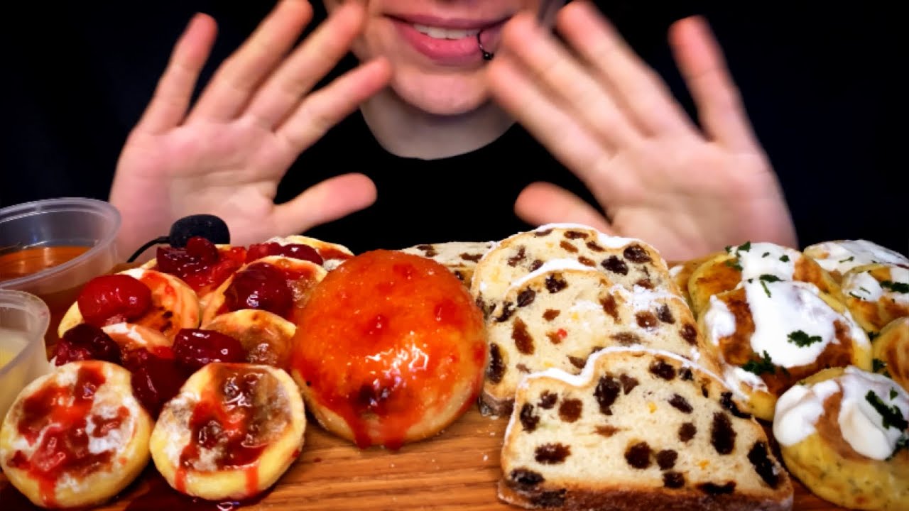 ASMR | Cheese Cake with Cherry 🍒Donut 🍩 German Stollen | Eating Mukbang ...