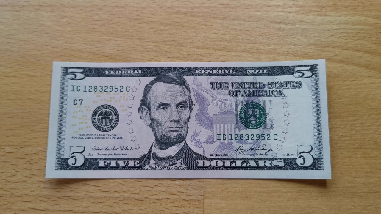 5 US Dollar Banknote Series 2006 [4K] - YouTube