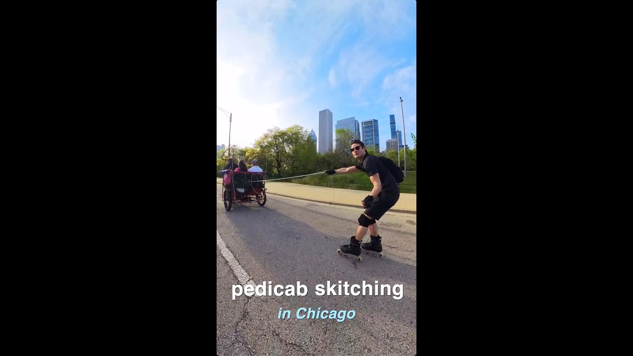 Pedicab skitching with rollerblades in Chicago - YouTube