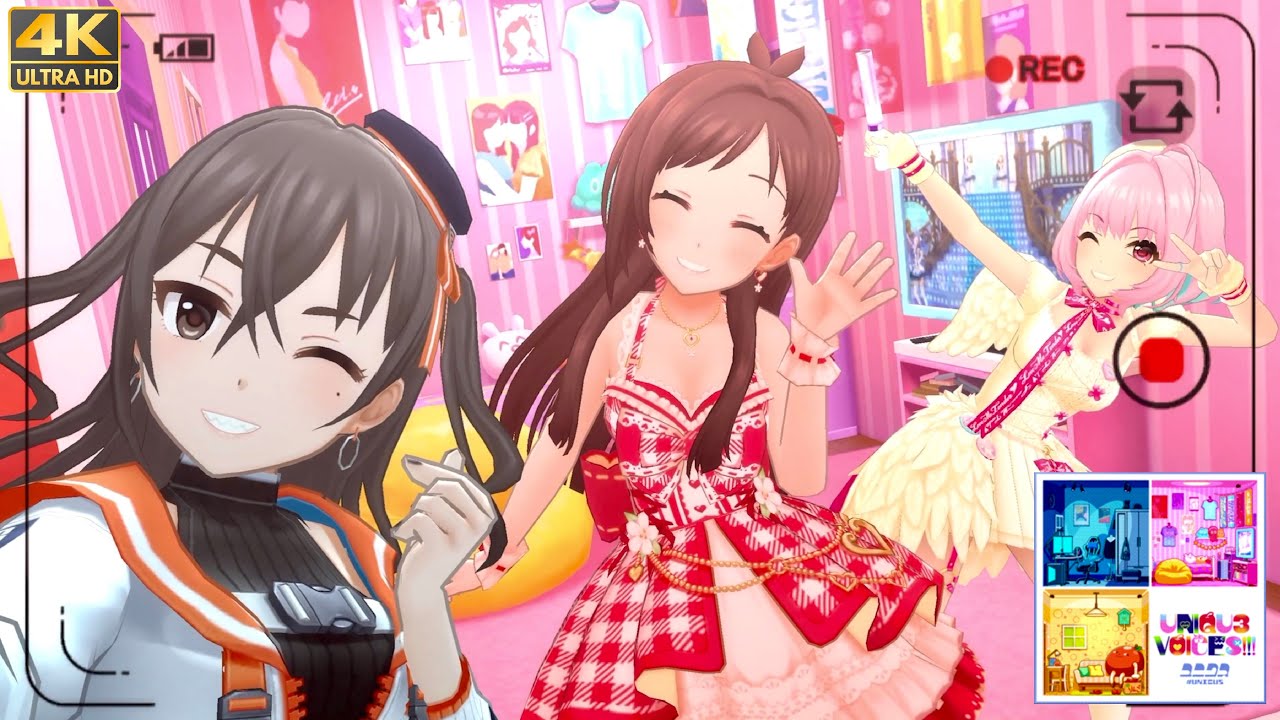 【デレステ】4K『UNIQU3 VOICES!!!』MV オリメン（辻野あかり、砂塚あきら、夢見りあむ）SSR衣装 - YouTube