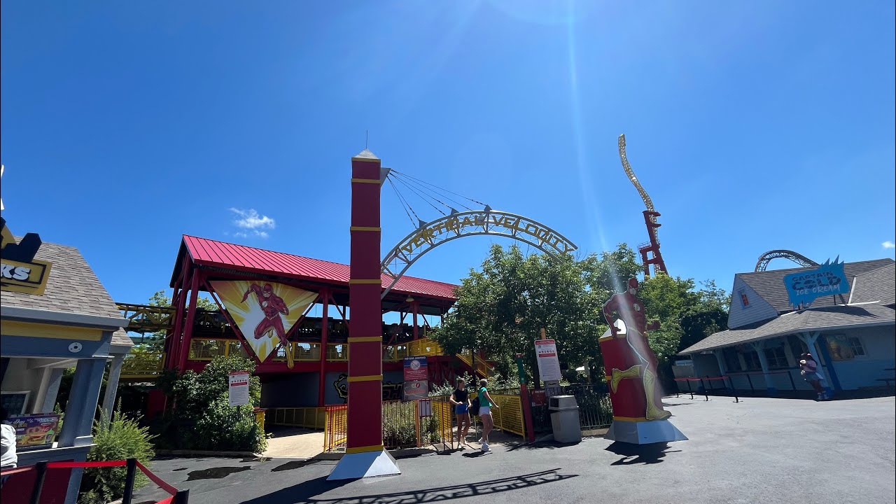 The Flash Vertical Velocity Full Queue & Exit Walkthrough Six Flags ...