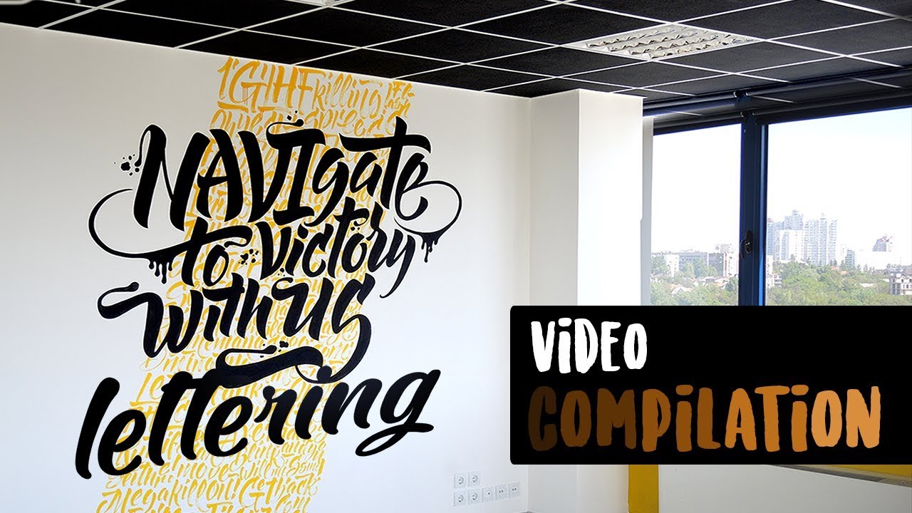 lettering mural - mural lettering - YouTube