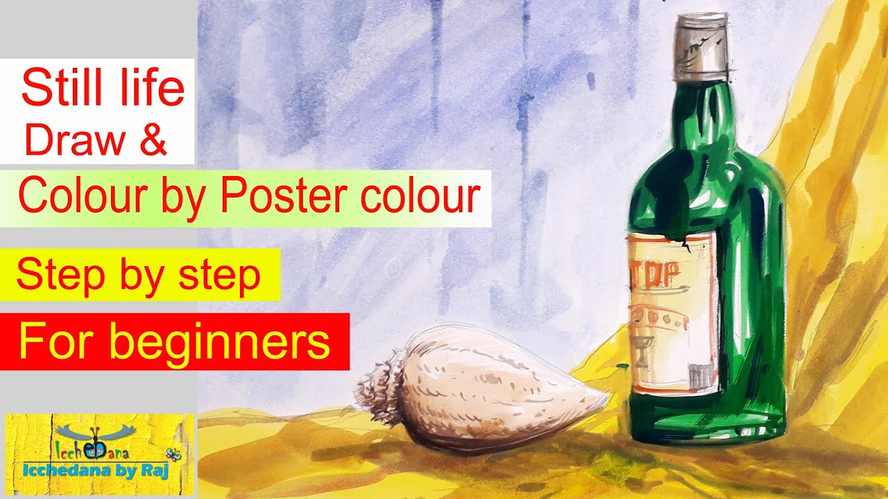 Stil life draw & colour by poster colour || Easy step || For beginners ...