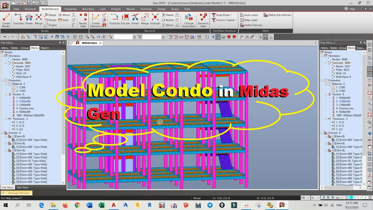 Modeling Condo in Midas Gen 2019 Part 9 [Engineering Services] - YouTube