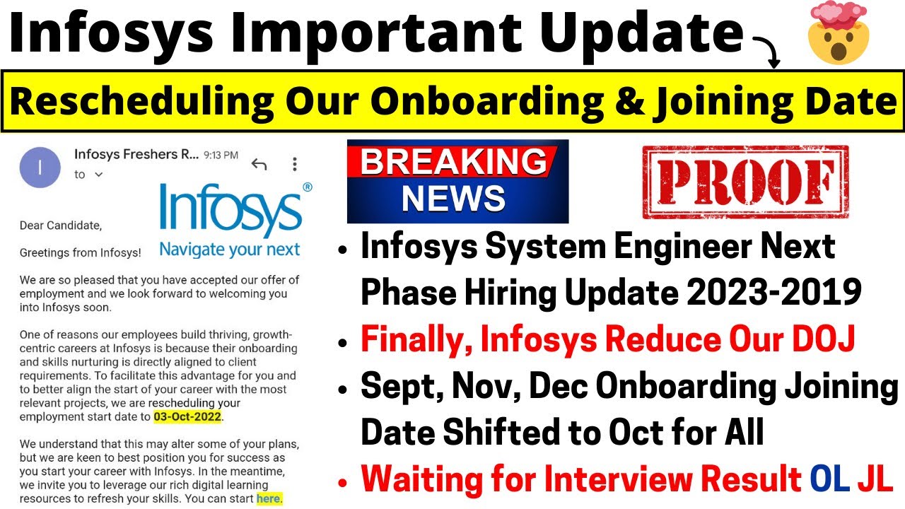 Infosys Next Phase Hiring Good News Infosys All Onboarding Joining ...