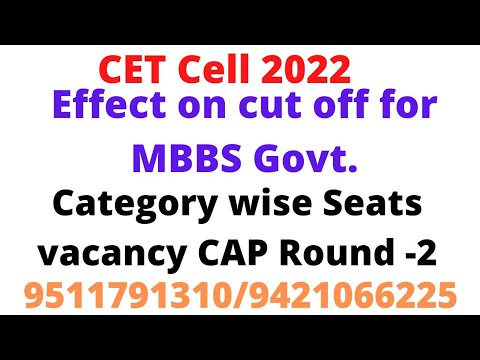 CET CELL 2022 MBBS Govt. Cap Round-2 category wise cut off Discussion ...