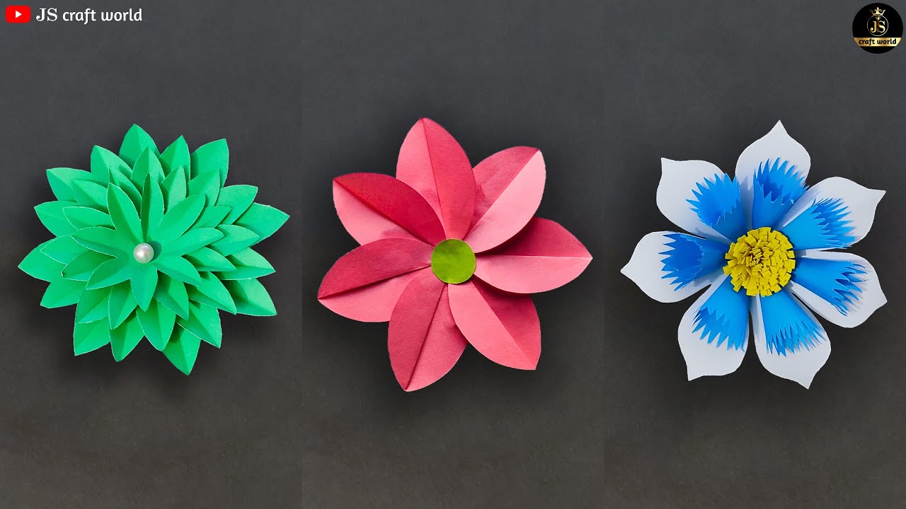 3 Quick & Easy Flower Making With Paper, Paper Flowers, Flowers With Paper, Small Paper Flowers ...