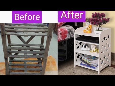 old shoe rack makeover into stylish book shelf/old shoe rack reuse DIY ...