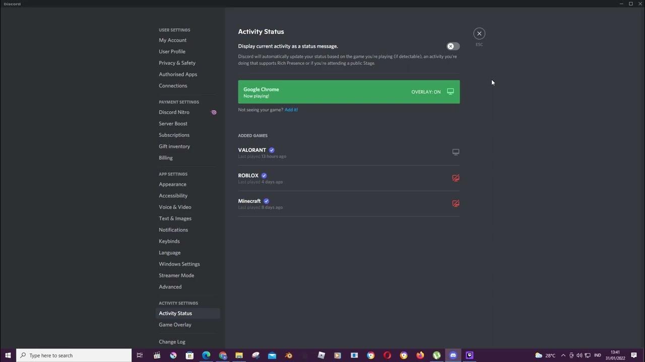 How To Turn Off Discord Activity Status - YouTube
