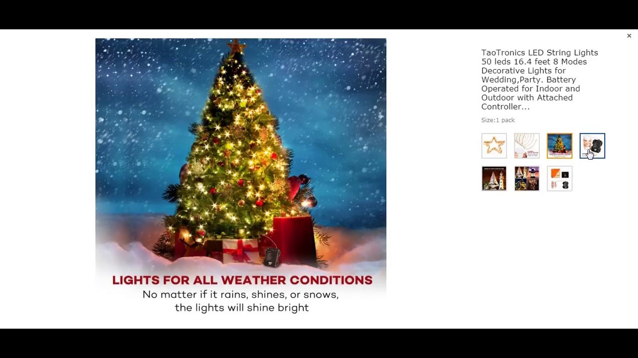 TaoTronics LED String Lights 50 leds 16.4 feet 8 Modes Decorative ...