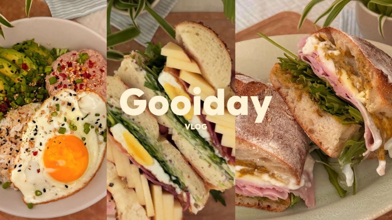 Vlog 결과 중심적 집밥 브이로그 타르틴 슬랩 소분 • 사과 베이컨 베이글 • 피스타치오 잠봉 샌드위치 • 베이컨 쇼좌빙 • 아보카도 참치마요 덮밥 Youtube