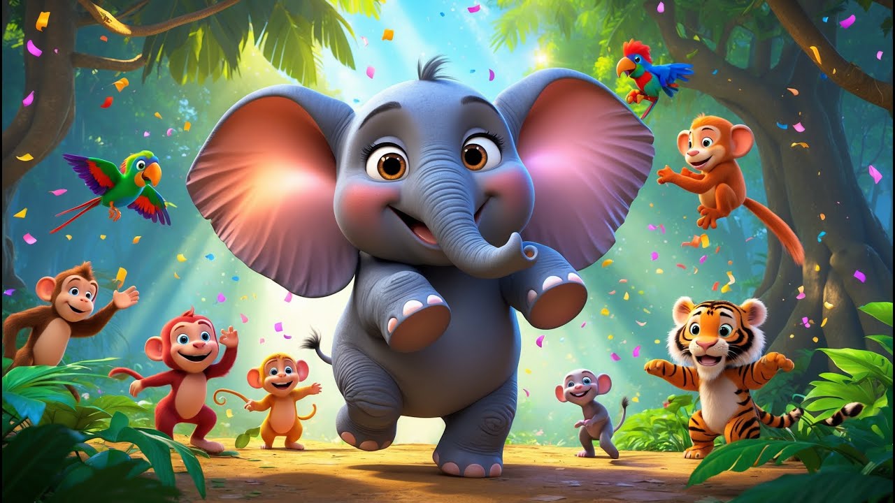 🎉🐵🦜Adorable Baby Elephant Dance Song | Kids Sing-Along & Dance! 🎉🐘🎶 ...