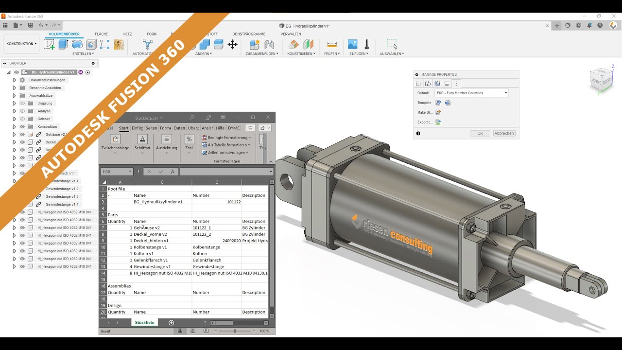 Autodesk Fusion 360 - App Store Excel Stückliste Benutzerdefiniert ...