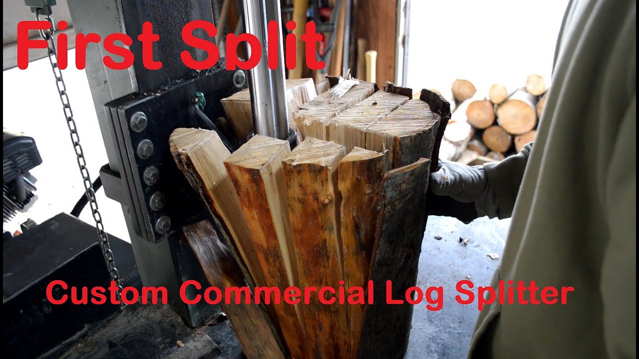 First Split on the Custom Vertical Log Splitter - YouTube