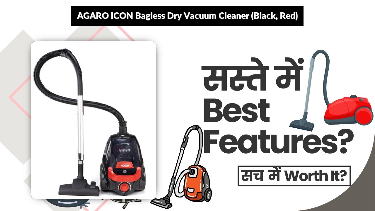 AGARO ICON Bagless Dry Vacuum Cleaner (Black, Red) Review in Hindi ...