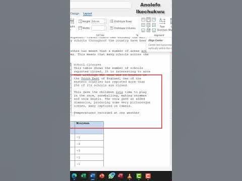 Vertically Centre Align table text in Ms Word #excel #igcse # ...
