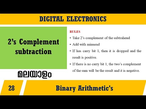 Lecture 28 – 2’S COMPLEMENT SUBTRACTION (മലയാളത്തിൽ)– Digital Electronics - YouTube
