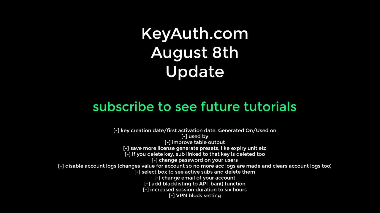 Keyauth Open Source Authentication System August 8th Update Youtube