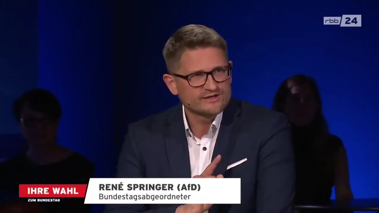 René Springer (AfD) deckt vorzüglich in der rbb-Wahlarena die leeren ...