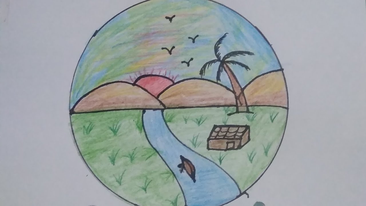 #scenery Drawing || senery drawing step by step|| - YouTube