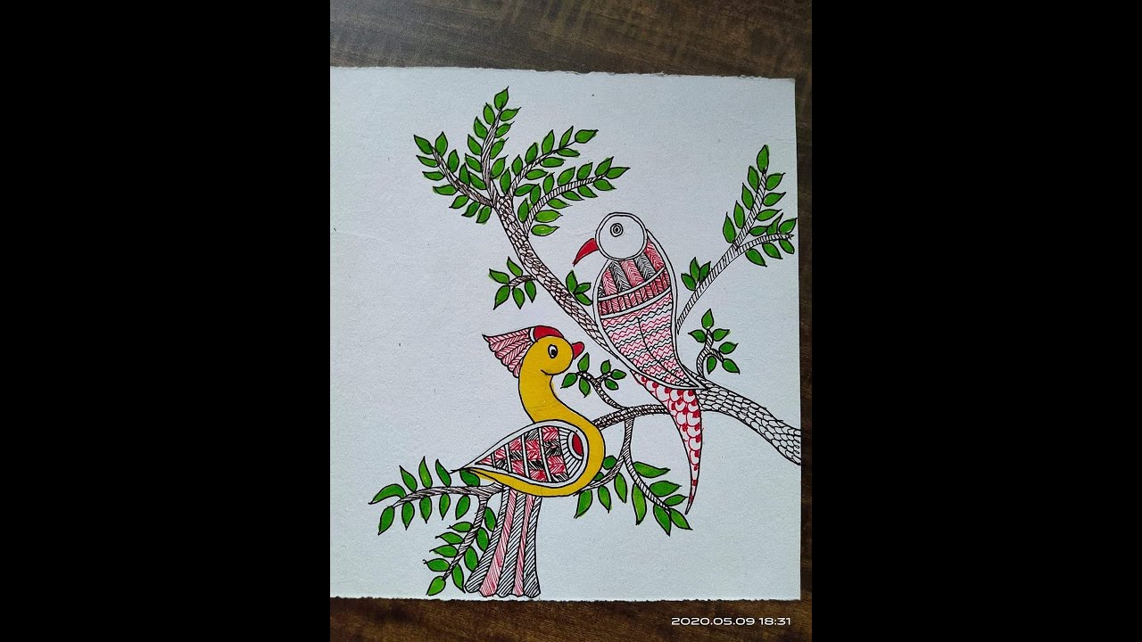 Madhubani / Mithila Painting / How to Draw Madhubani Painting for ...