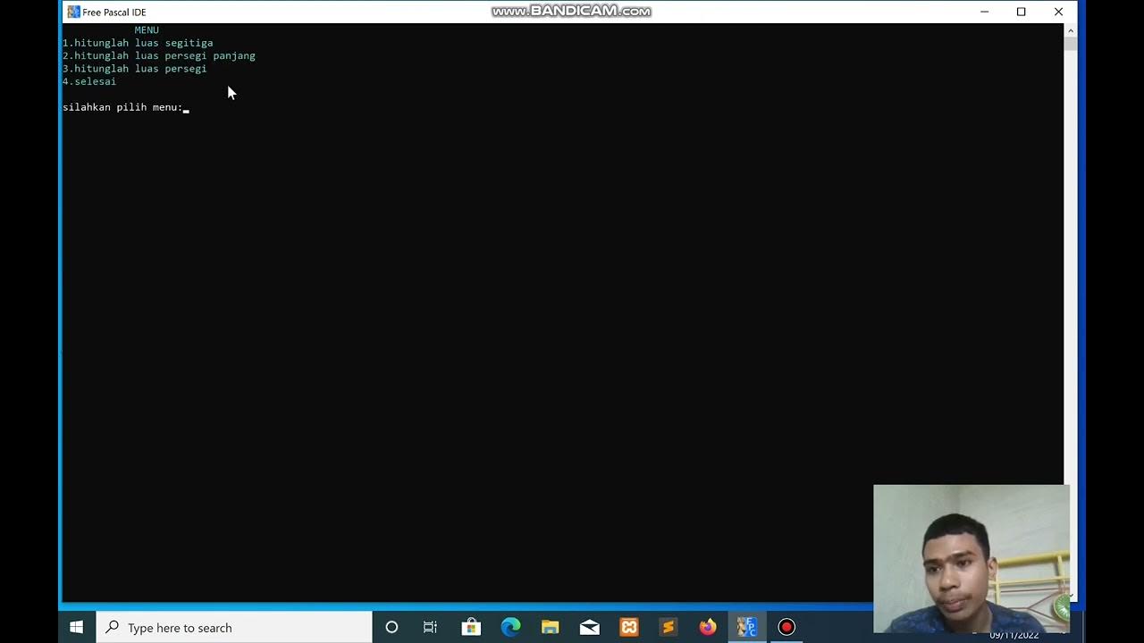 cara menghitung luas persegi, luas persegi panjang, dan luas segitiga dalam program pascal - YouTube