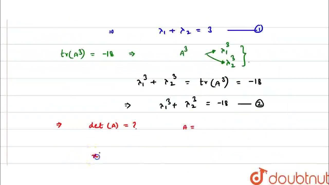 The trace of a square matrix is defined to be the sum of its diagonal entries. If A is a 2times2 ...