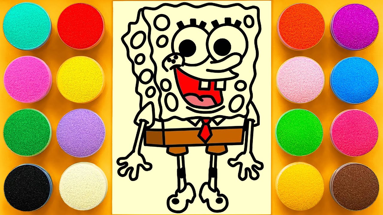 Sand painting SpongeBob SquarePants for kids and toddlers - YouTube