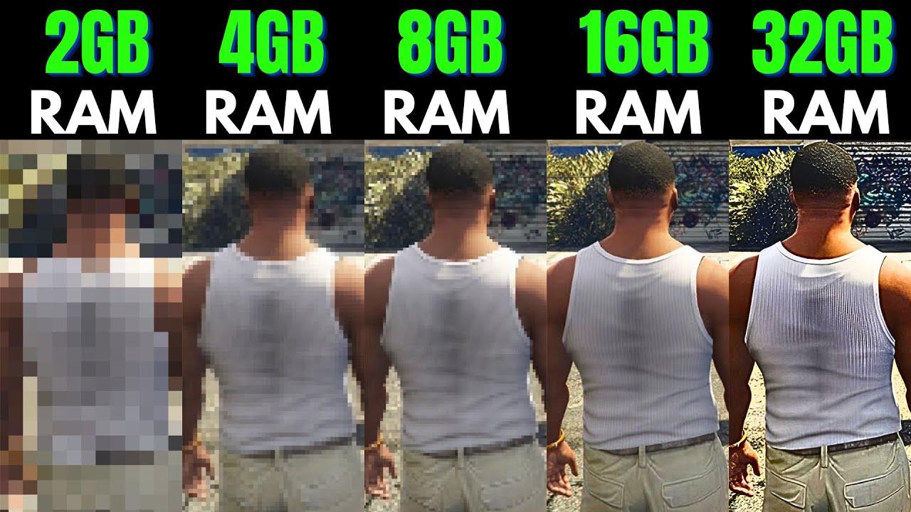 GTA 5 Enhanced 2gb ram 4gb ram vs 8gb ram vs 16gb ram vs 32gb ram - YouTube