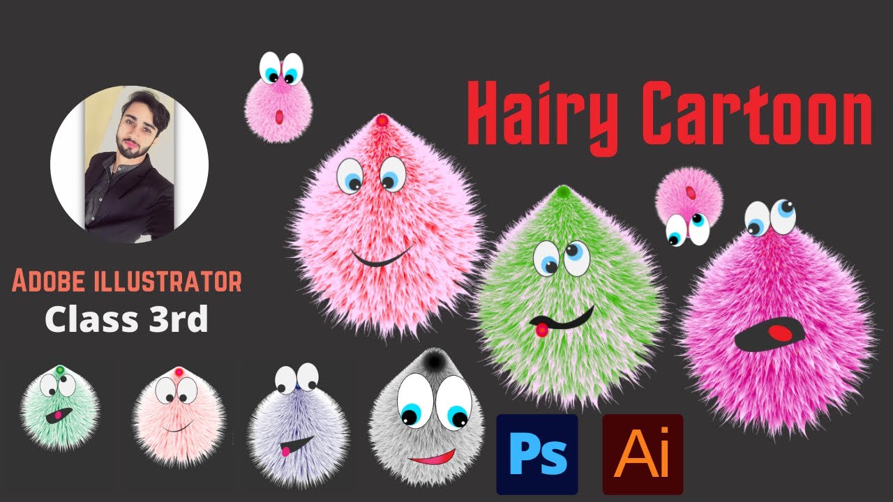 How To Create Hairy Character Cartoon | illustrator Class 3rd | - YouTube