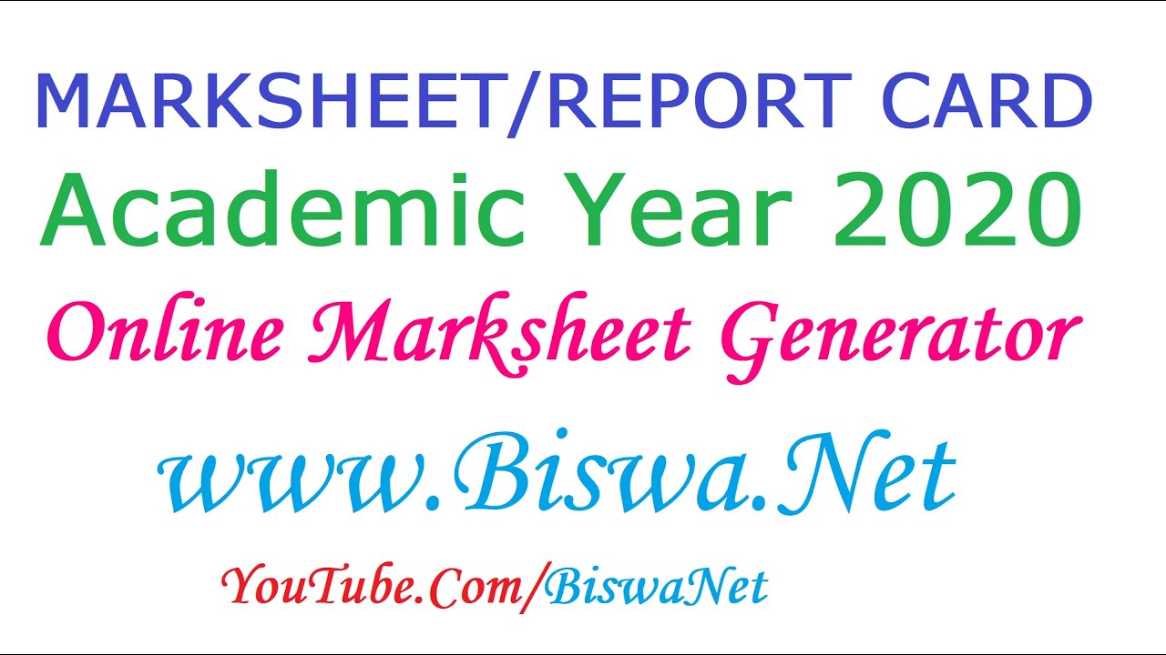 ONLINE MARKSHEET/SCORE CARD GENERATOR ACADEMIC YEAR 2020 - YouTube