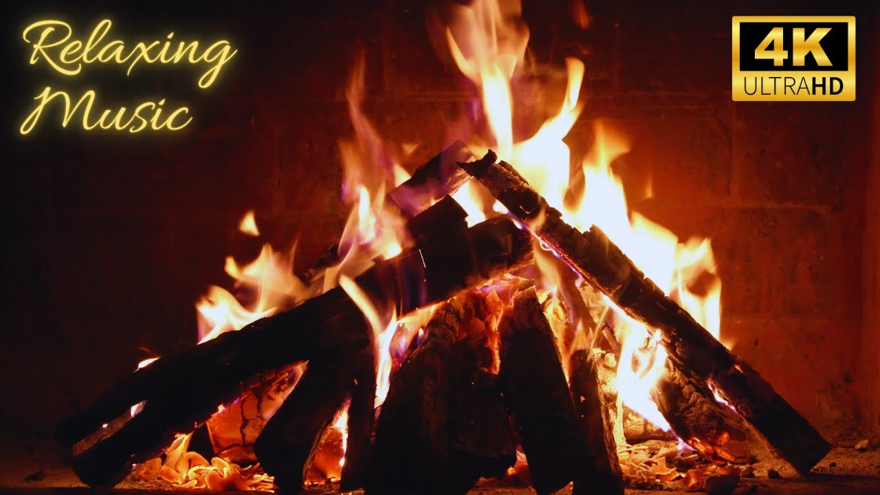 🔥 Cozy Fireplace 4K UHD with Crackling Fire & Relaxing Instrumental ...