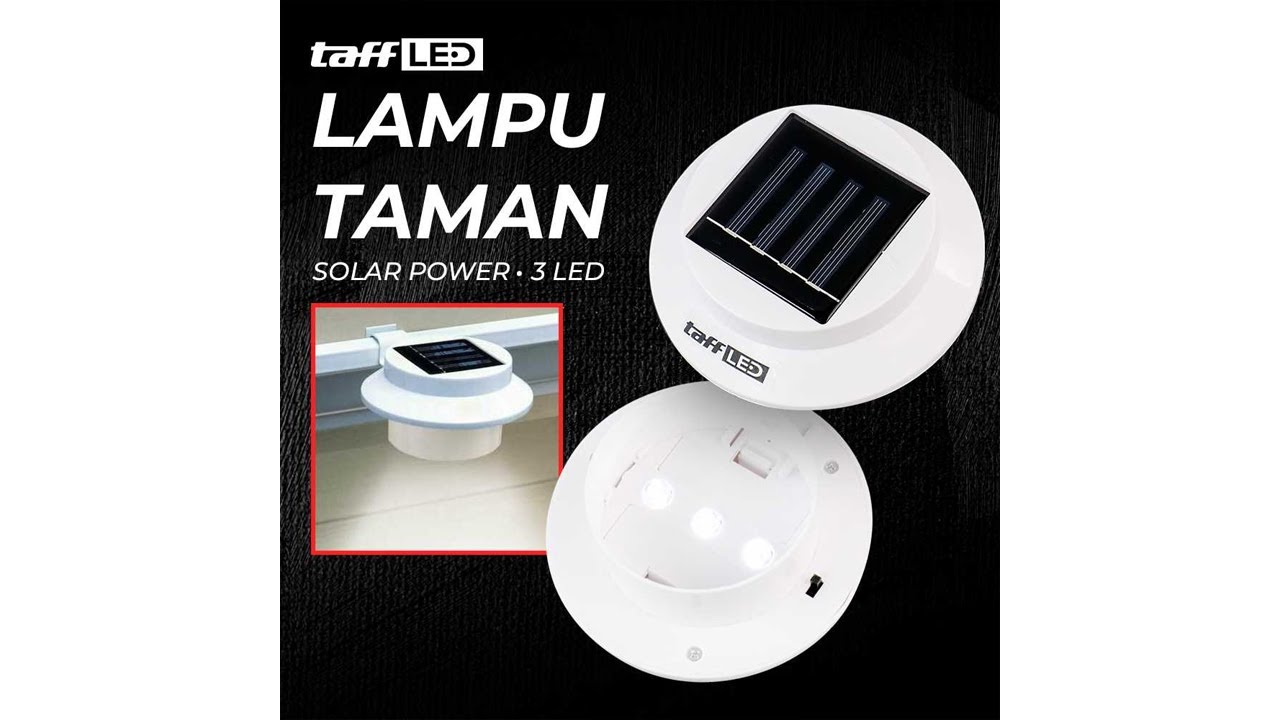 TaffLED Lampu Taman Hias Pagar Outdoor Solar Power 3 LED Cool White ...