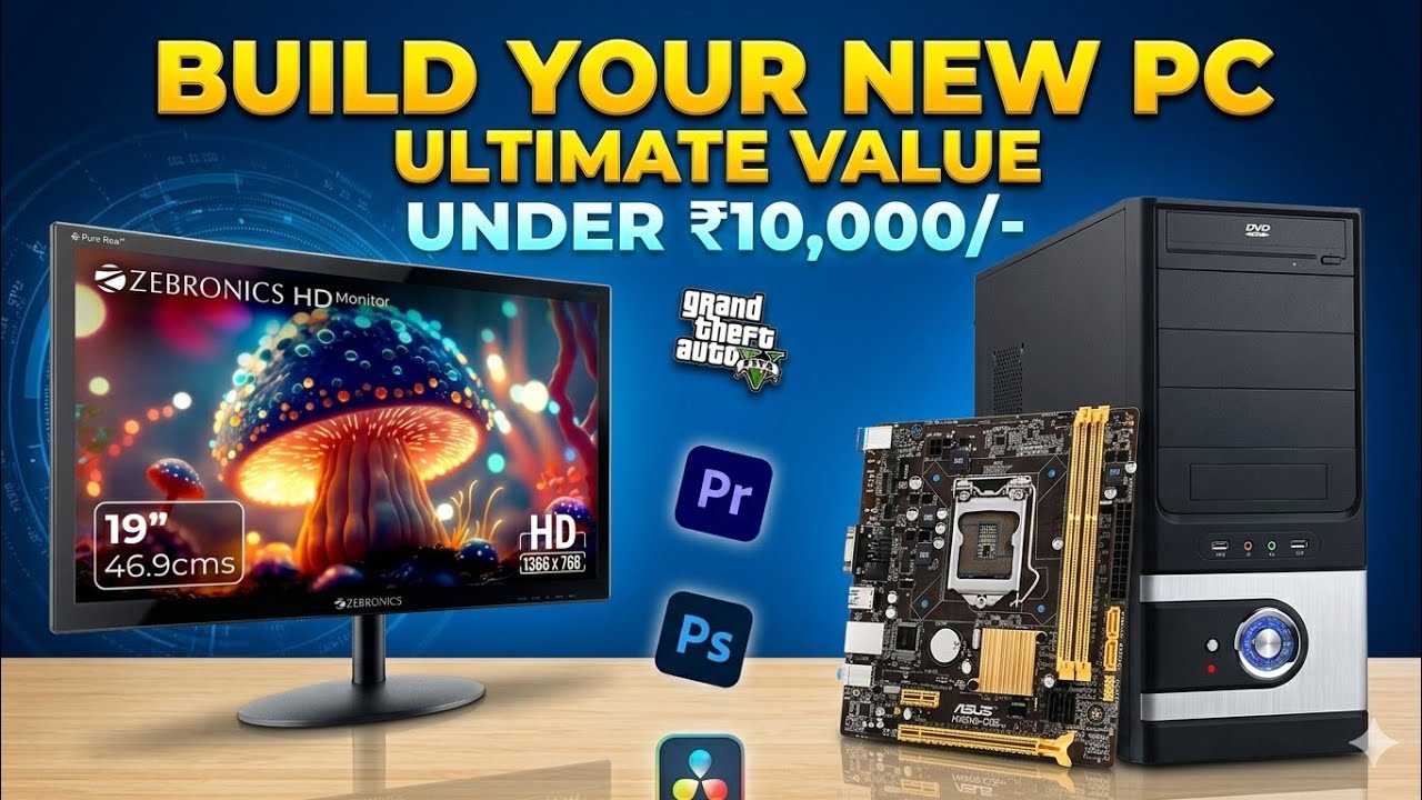 Cheapest Pc Build Under 10,000 || 10k Pc Build With Intel Core i3, 8GB ...