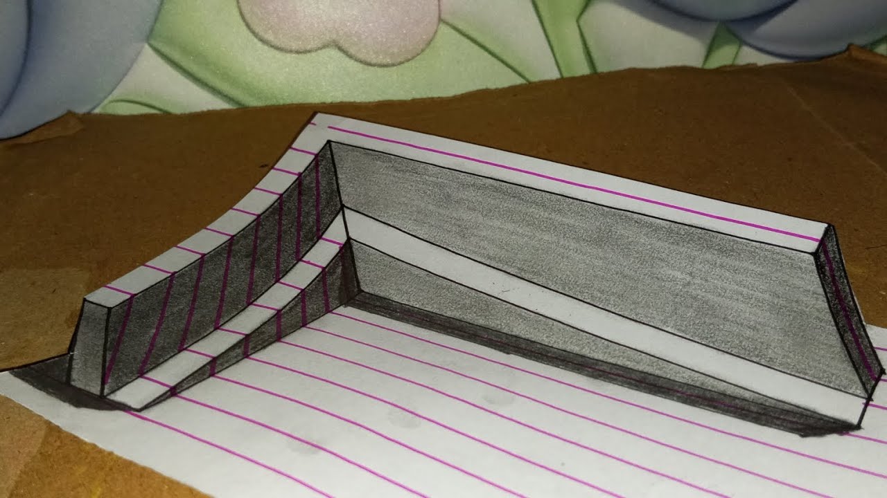simple 3d slope drawing on the paper for new bignner||3d geometry ...