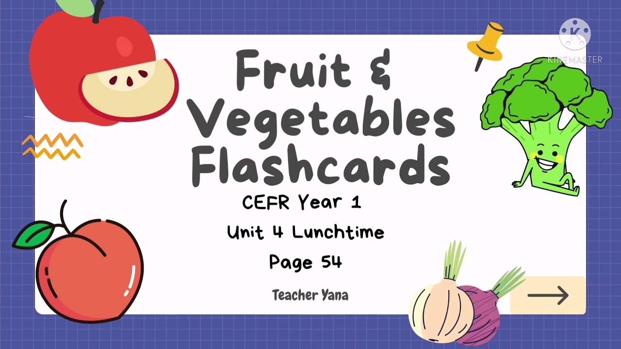 Year 1 CEFR Unit 4 : Lunchtime - Fruit & Vegetables Flashcards - YouTube