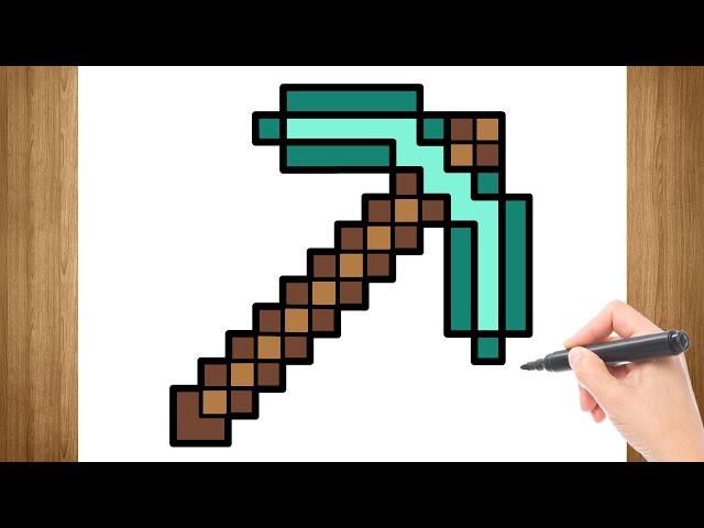 How To Draw Minecraft Diamond Pickaxe